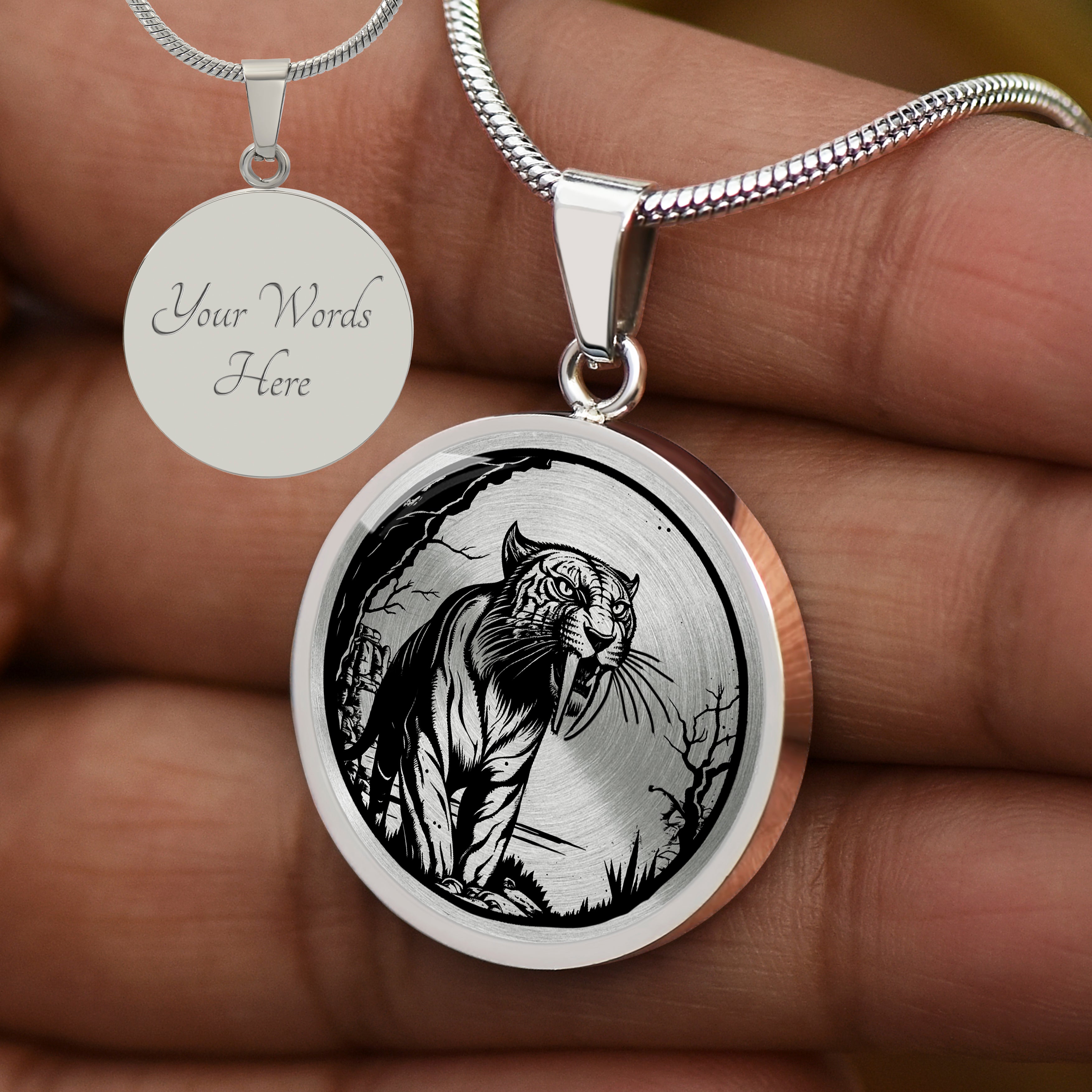 Personalized Saber Toothed Tiger Necklace – Elephantsity