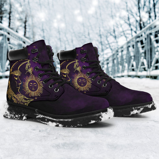 Purple Mystical Sun & Moon All-Season Boots – Elephantsity